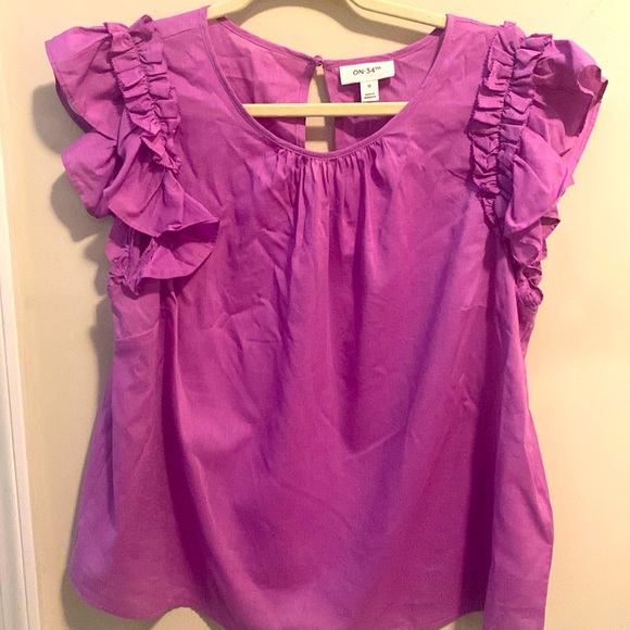 ON 34th | Tops | Ruffle Trim Top By On 34th Brand New | Poshmark